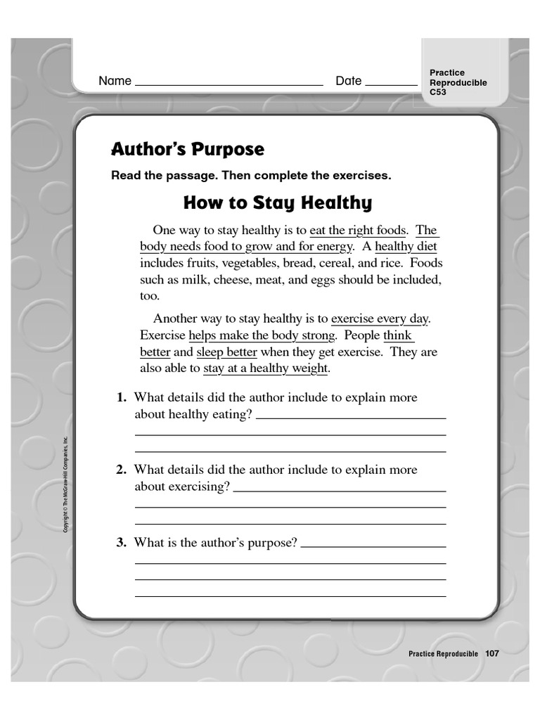 Author's Purpose - G2 | PDF | Foods | Healthy Diet