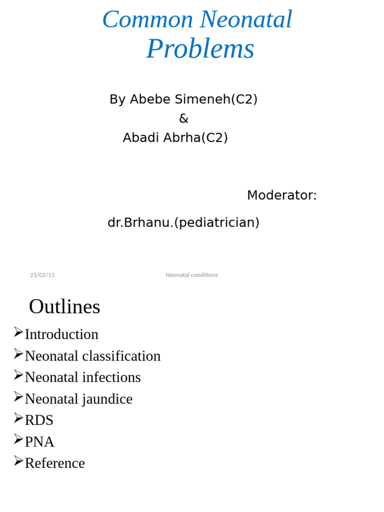 my seminar cmn neonatal problems | PDF | Medical Specialties | Diseases And Disorders