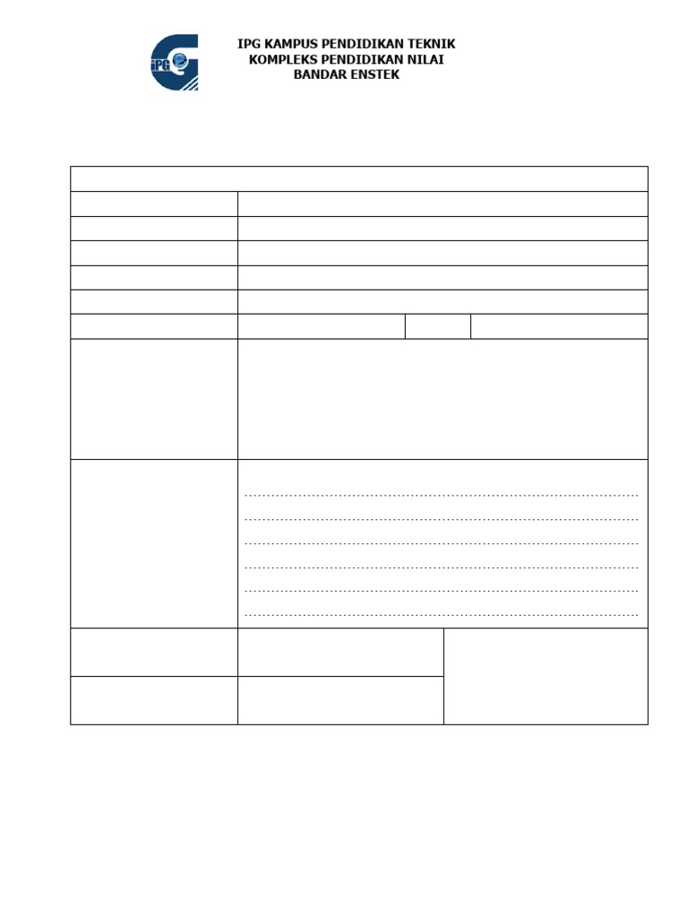 Borang Bermalam IPG | PDF