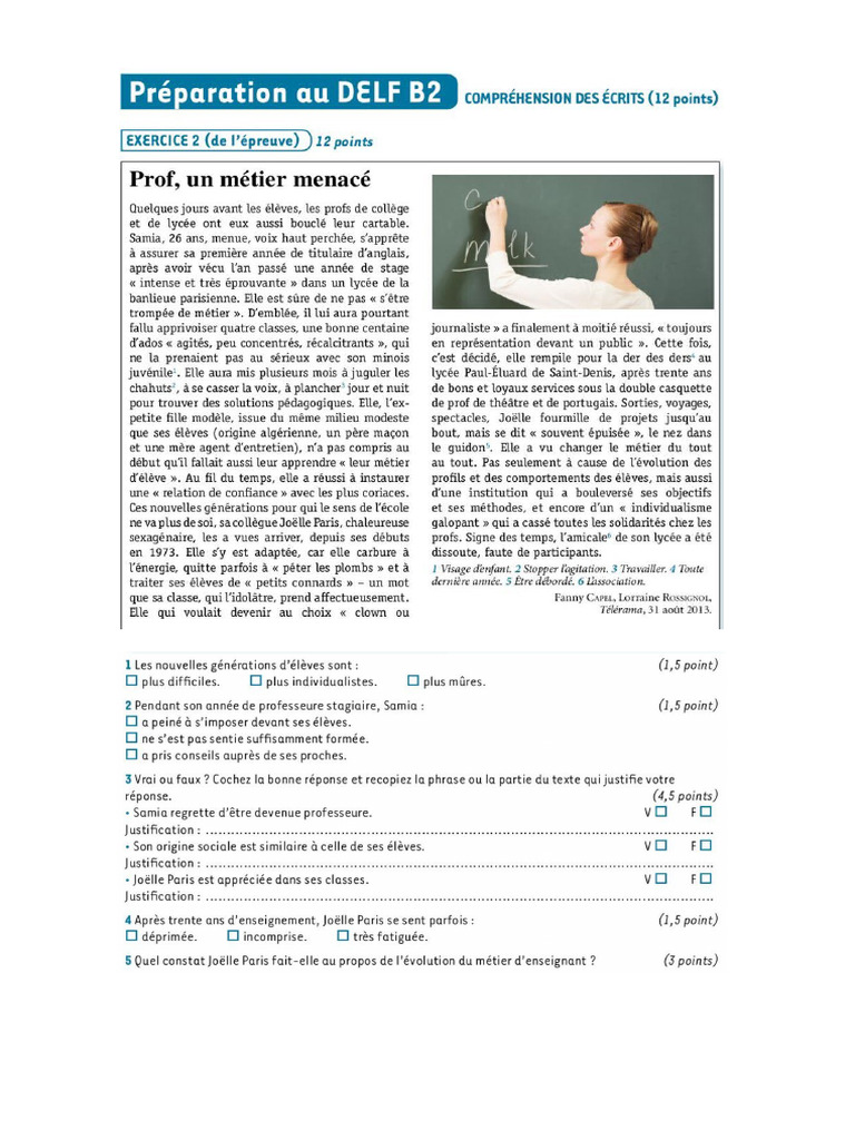 Compréhension Écrite Delf B2 | PDF