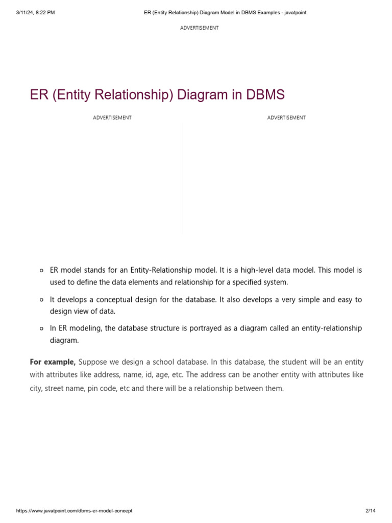 ER (Entity Relationship) Diagram Model in DBMS | PDF | Databases | Information Technology