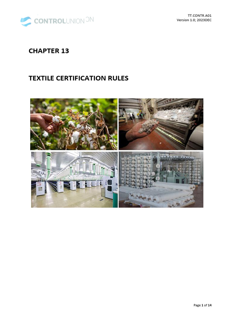 Tt Contr a01 Textile Certification Rules | PDF | Audit | Cotton