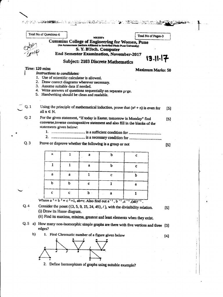 Discrete Mathematics Sybtech Comp Pdf Vertex Graph Theory Computational Complexity 