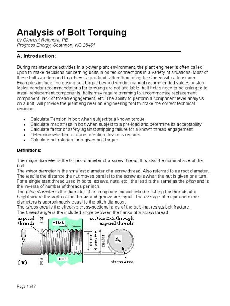 Bolt Torquing Analysis | PDF | Screw | Nut (Hardware)