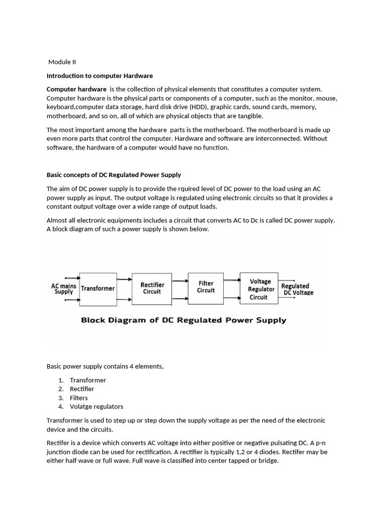 Module 2 - Basics of PC Hardware | PDF | Power Inverter | Rectifier