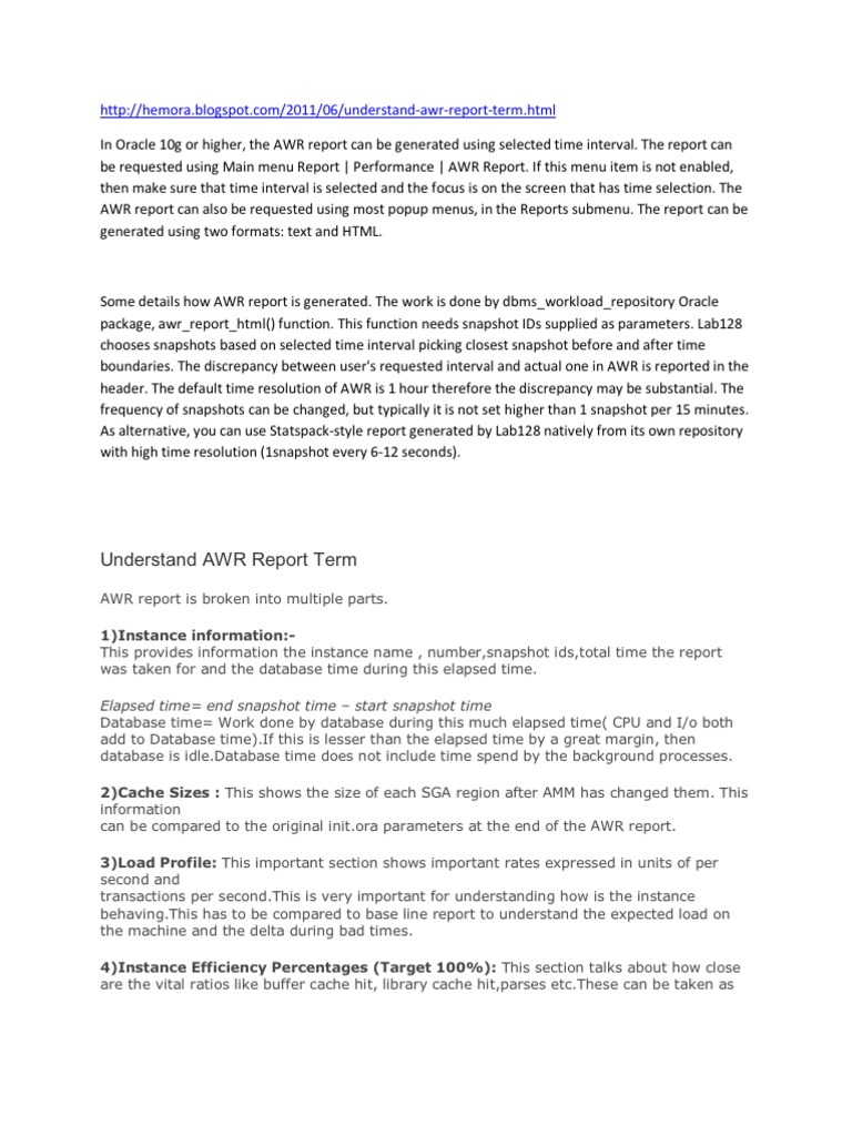 Awr Report Analysis | Download Free PDF | Oracle Database | Sql