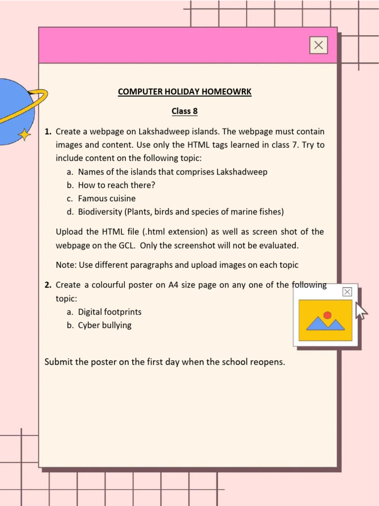 Class 8 - Computer - HHW - 2024-25 | PDF