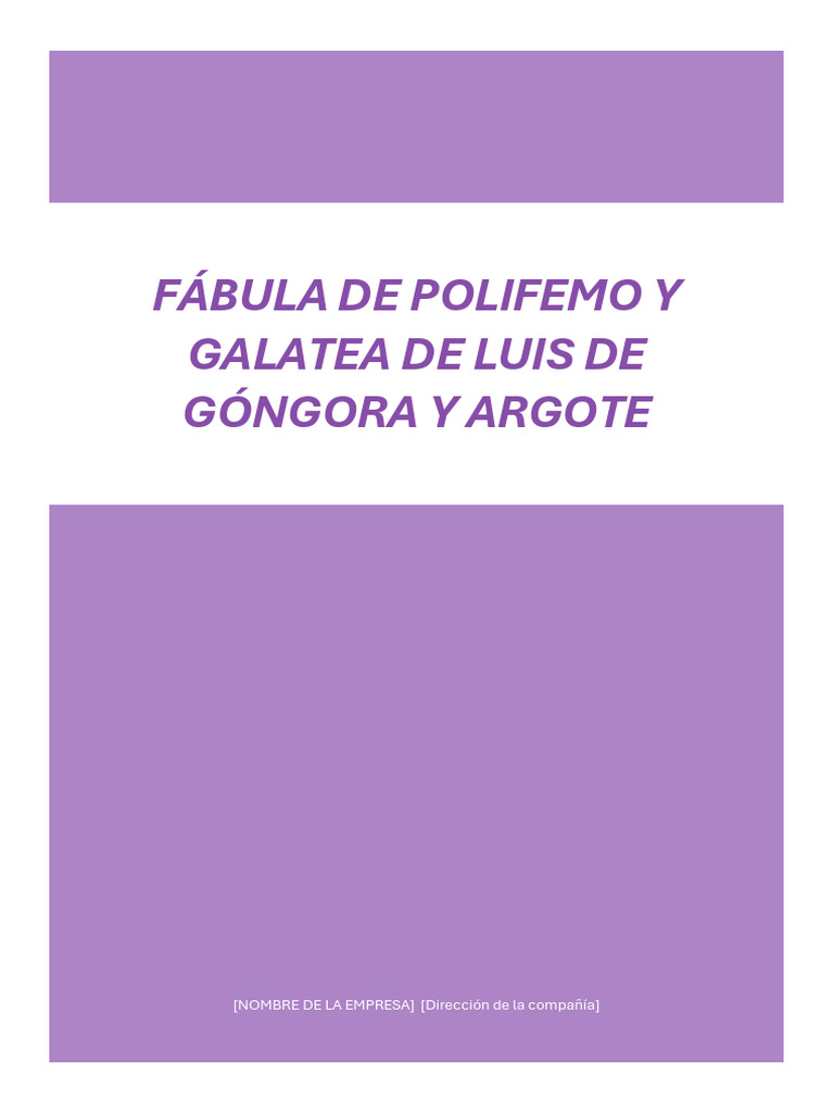 Fábula de Polifemo y Galatea de Luis de Góngora y Argote | PDF