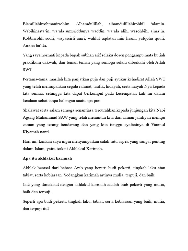 Akhlakul Karimah | PDF