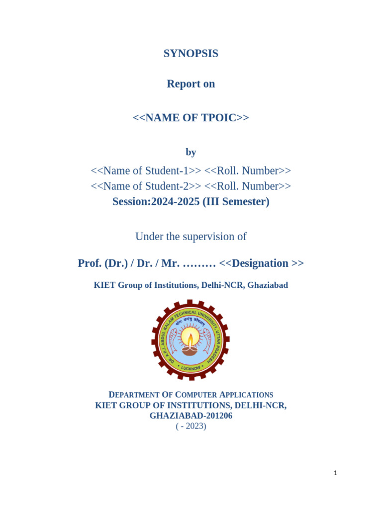 Synopsis Format | PDF | Art | Computers