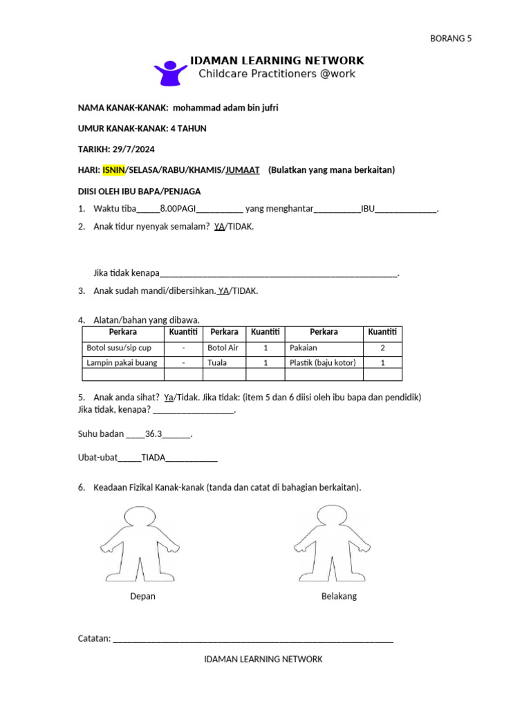 Iln Praktikum 5 Log Harian Anak Permata Day 1 | PDF