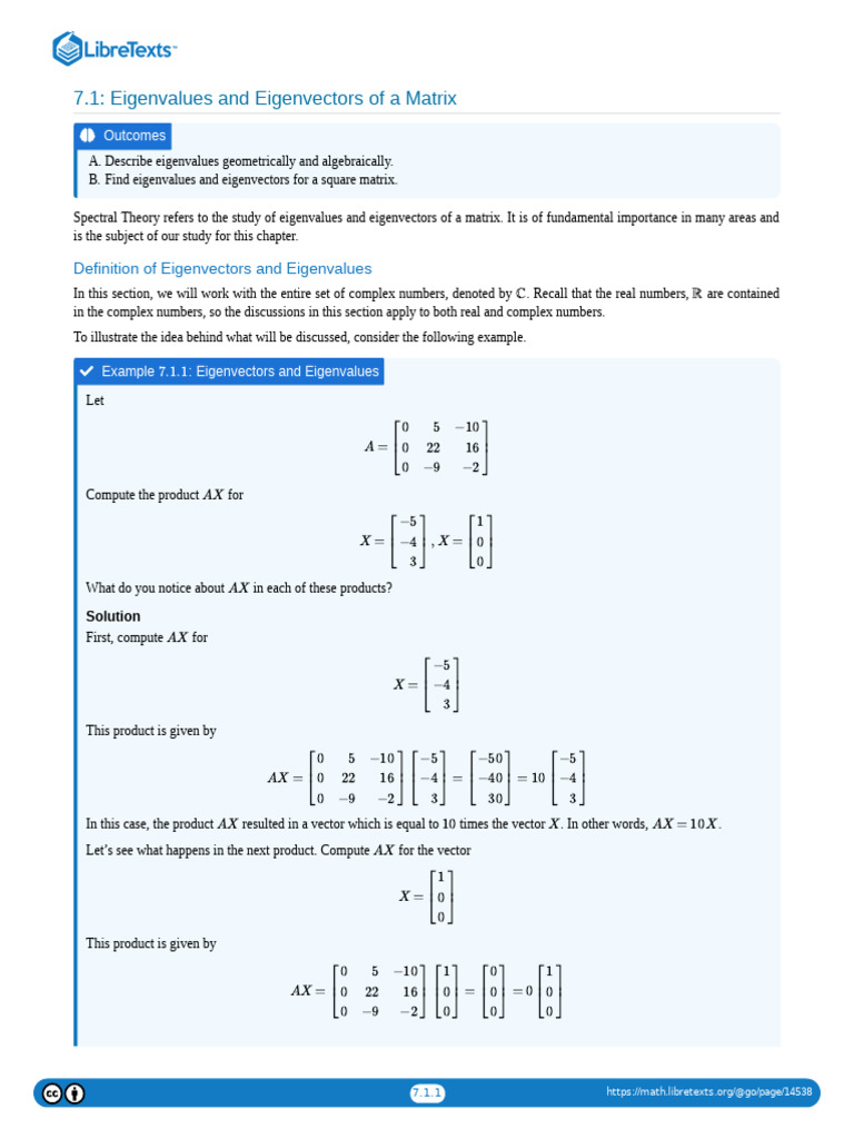 7.01 Eigenvalues and Eigenvectors of a Matrix | PDF | Eigenvalues And ...