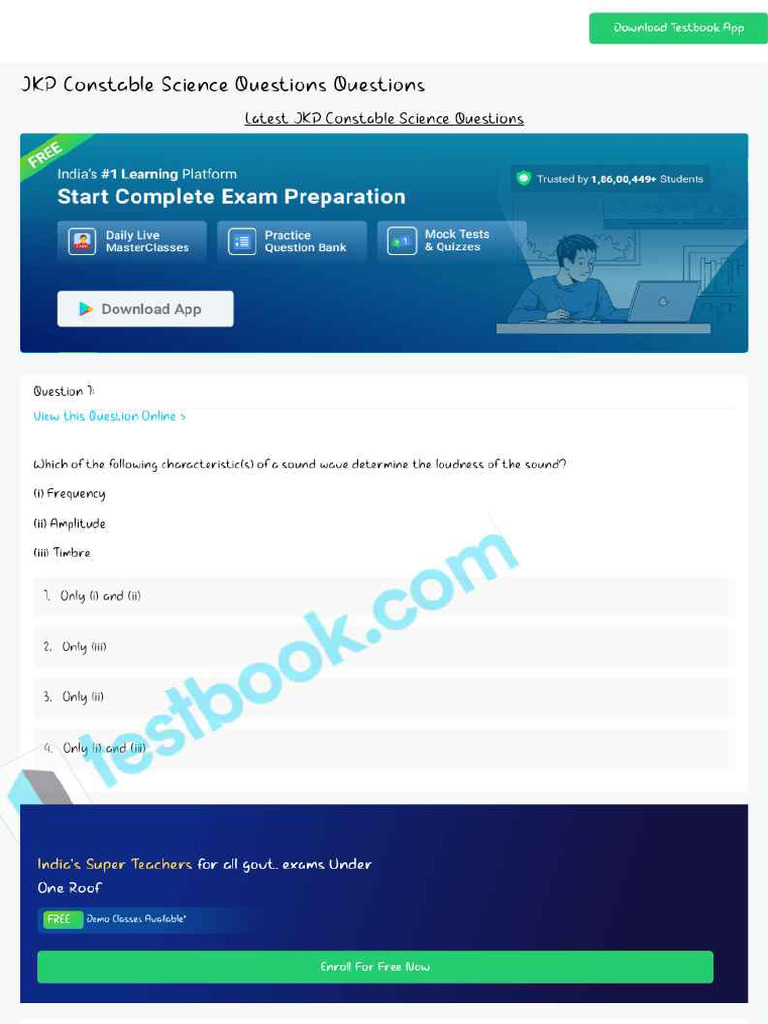 JKP Constable Science Questions 65a8cb4464921b3cec5528c1 | PDF