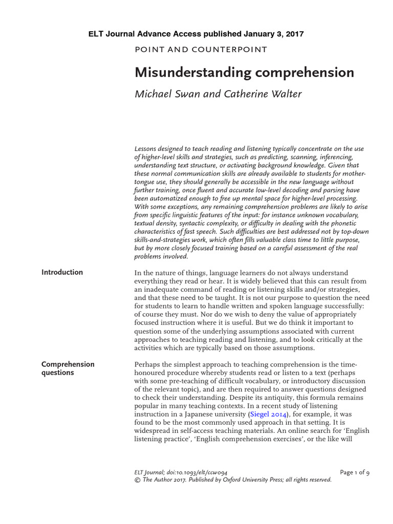 Swan_&_Walter_2017 | PDF | Reading Comprehension | Second Language