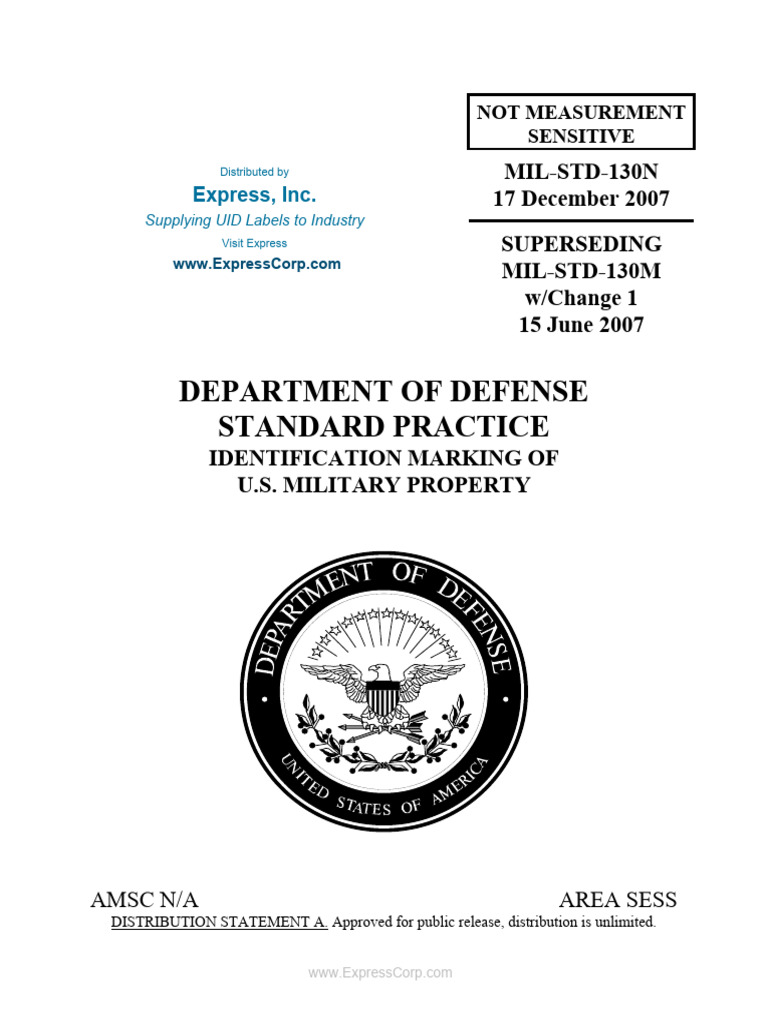 12. MIL STD 130n Identification Marking | PDF | Barcode