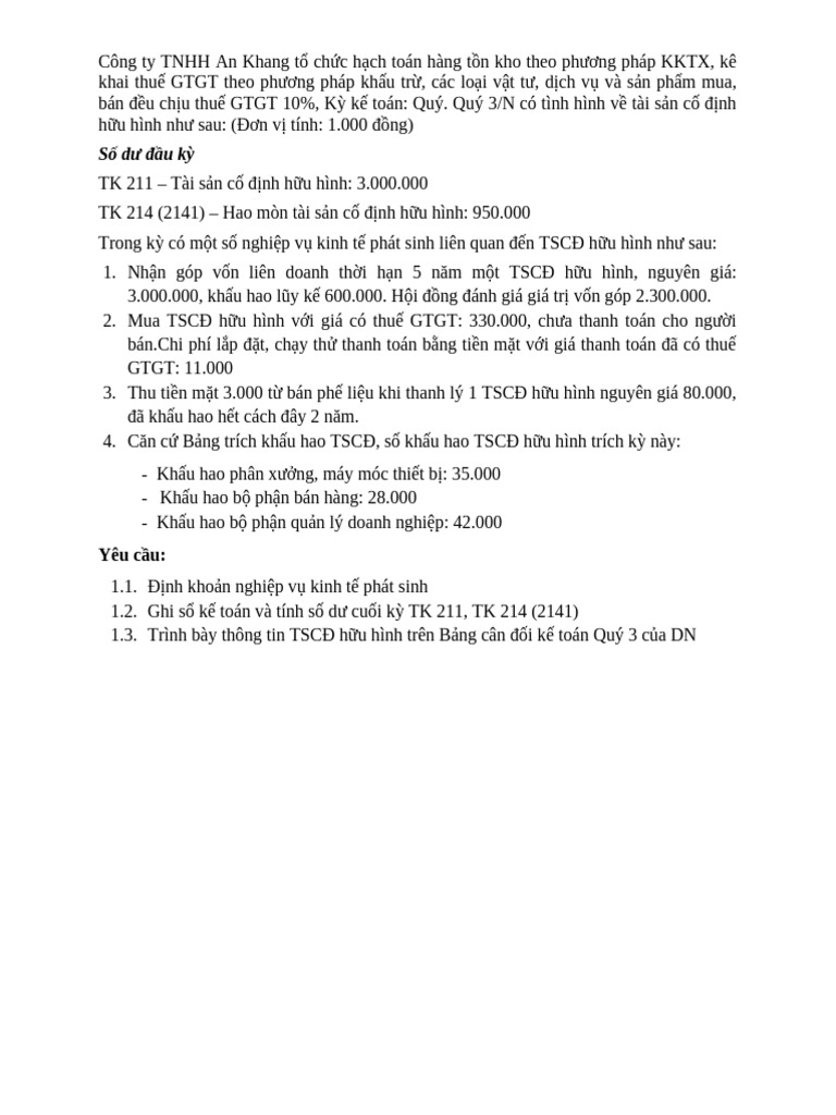 BT BCTC Tai San Co Dinh | PDF