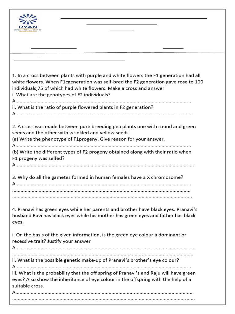 Ws 3 Heredity Pdf Dominance Genetics Heredity