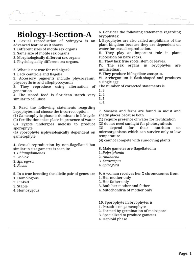 Biology Practice Test Questions | PDF | Dominance (Genetics ...