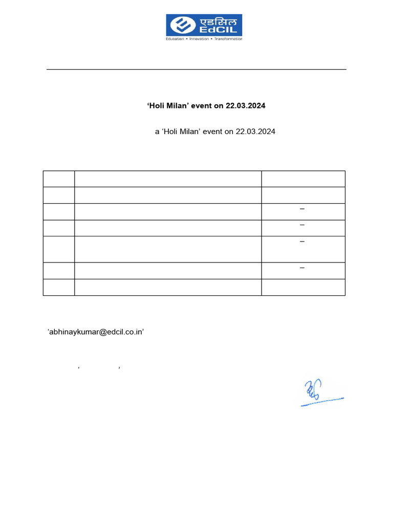 Holi Milan Circular | PDF