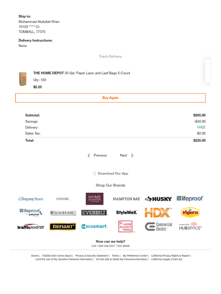 The Home Depot Invoice | PDF