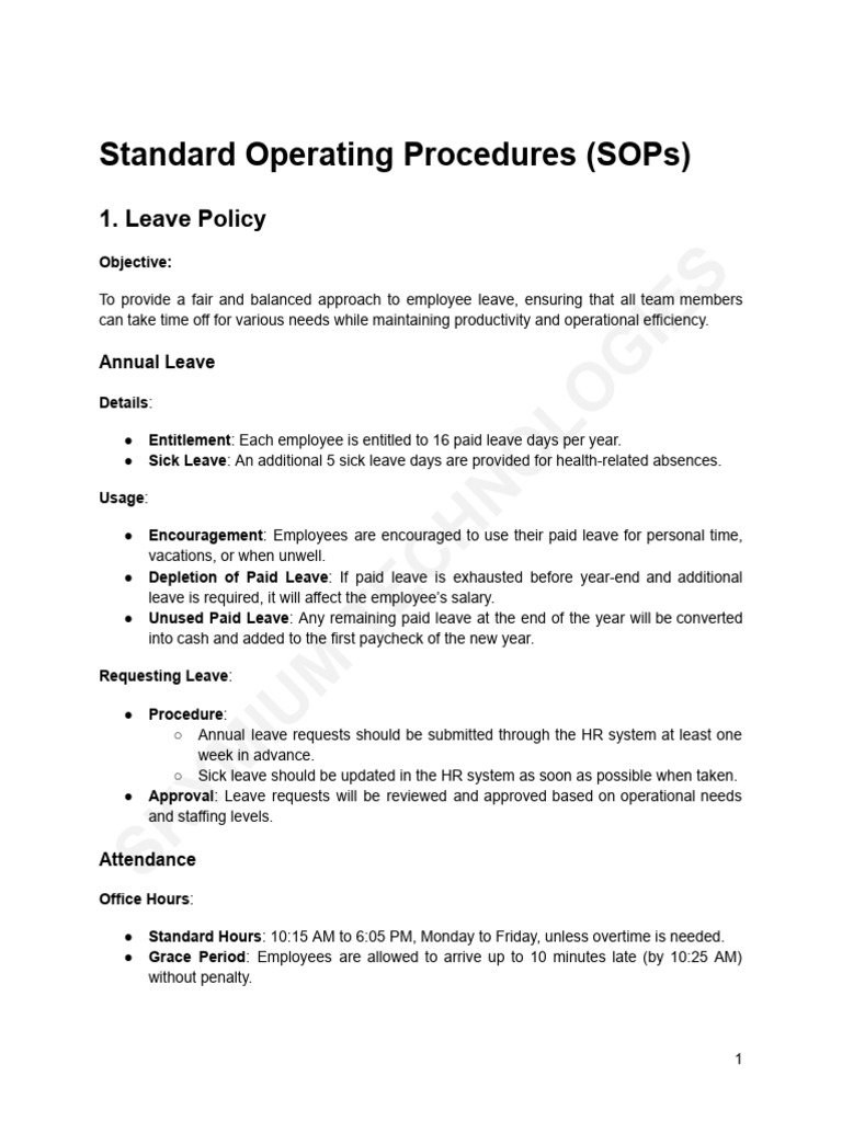Standard Operating Procedures (SOPs) | PDF | Performance Appraisal ...