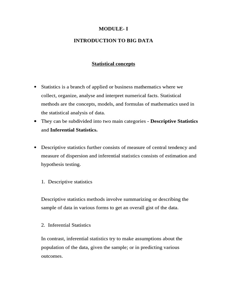 STATISTICAL CONCEPTS-module1 | PDF | Statistics | Sampling (Statistics)