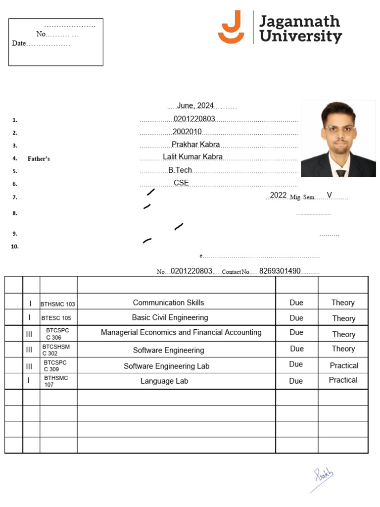 Mid Term End Term Examination Application Form | PDF