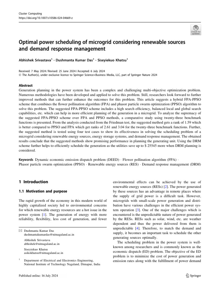 Optimal Power Scheduling of Microgrid Considering Renewable Sources | PDF | Mathematical ...