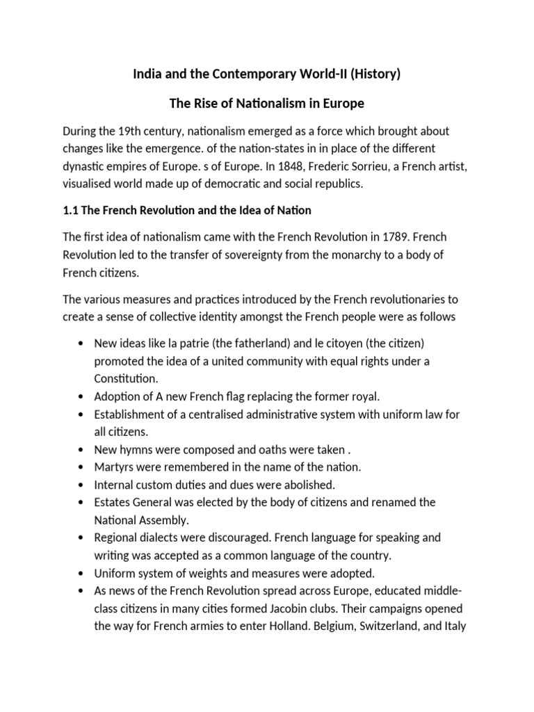 The Rise of Nationalism in Europe Notes | PDF | Kingdom Of Prussia ...