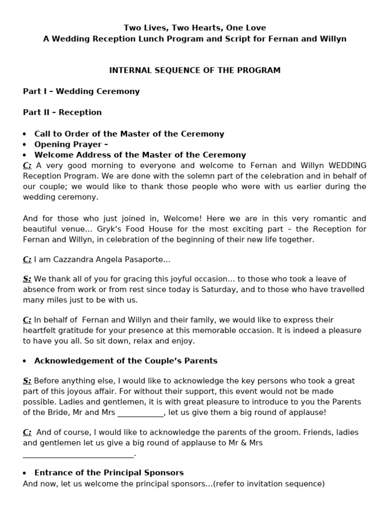 Wedding Script | PDF | Wedding | Social Conventions