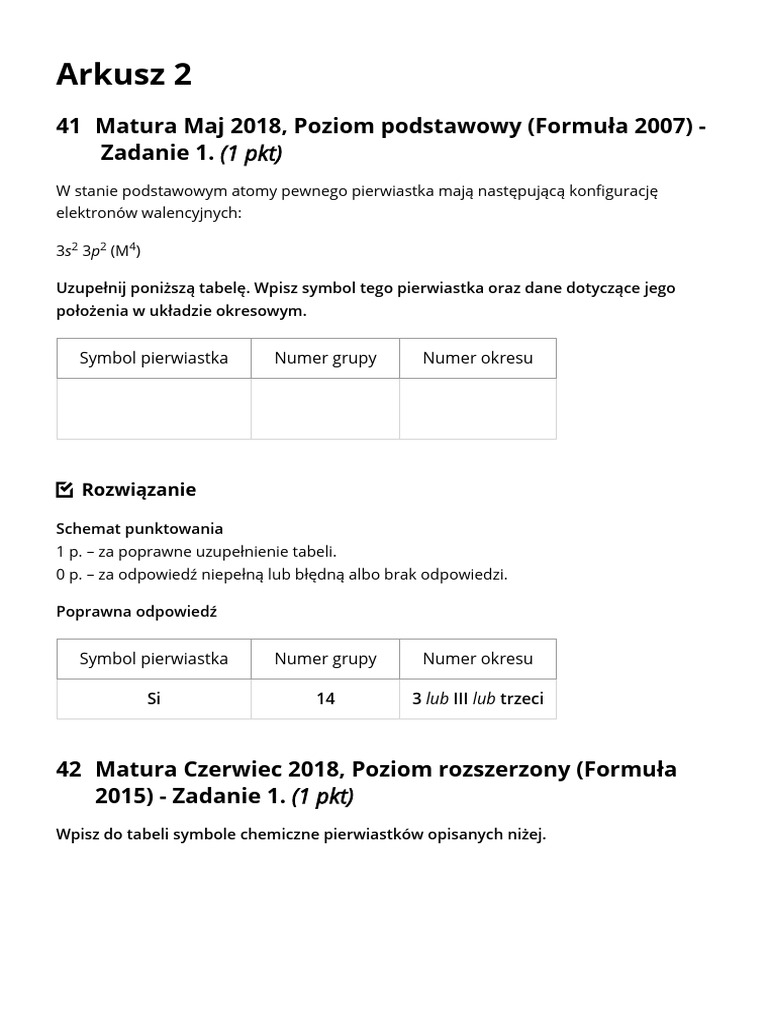 Arkusz 2 (Budowa Atomu) | PDF