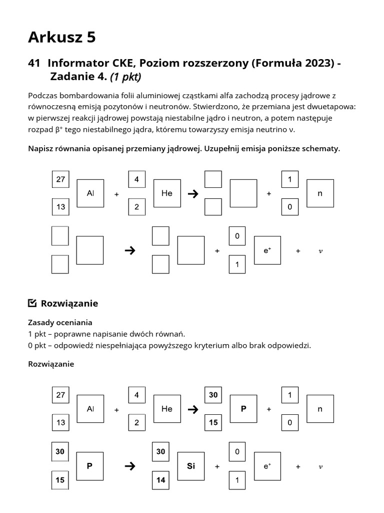 Arkusz 5 (Atomy, Cząsteczki, Stechiometria) | PDF