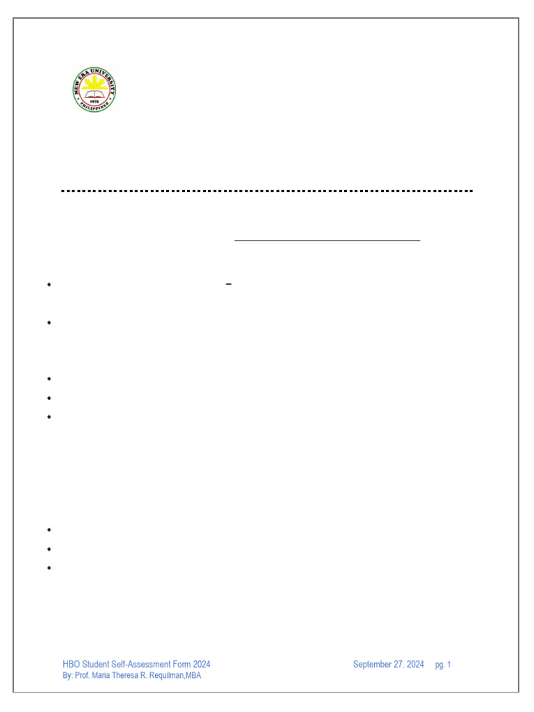 Student Self Assessment Form 2024 | PDF | Mindset | Learning Student Self Assessment Form 2024 | PDF | Mindset | Learning