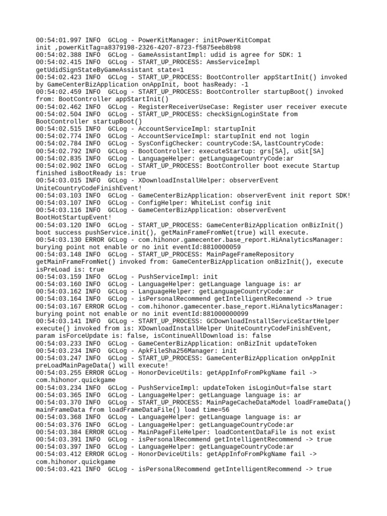 GameCenter Startup Log Analysis | PDF | Computing | Software