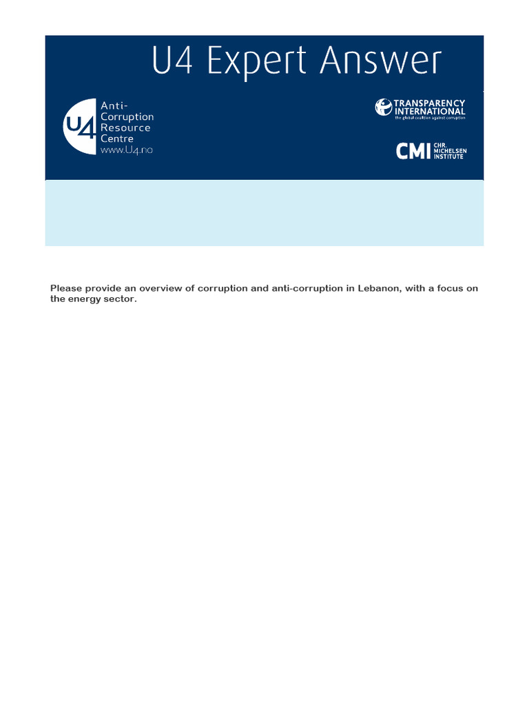 Corruption Overview in Lebanon's Energy Sector | PDF | Lebanon ...