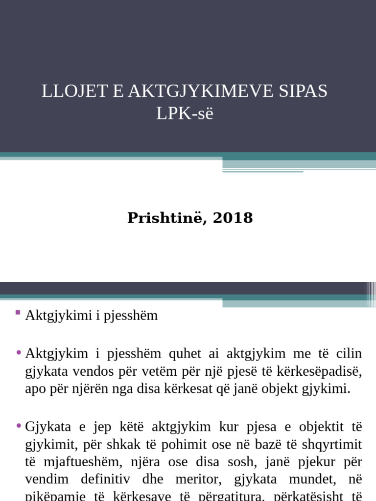 LLOJET E AKTGJYKIMEVE SIPAS LPK-së | PDF