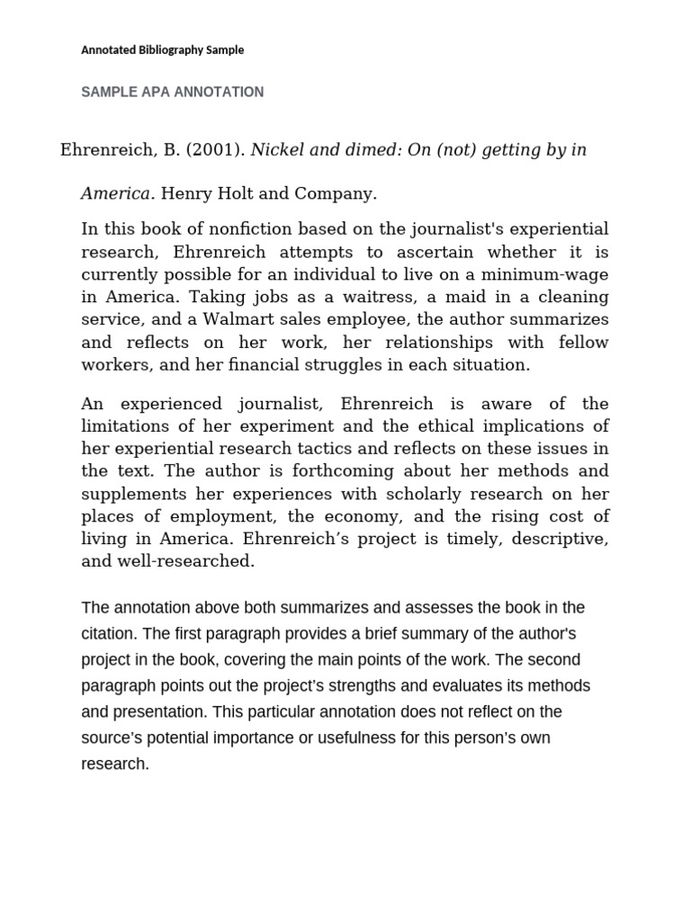 Sample Apa Annotation | PDF