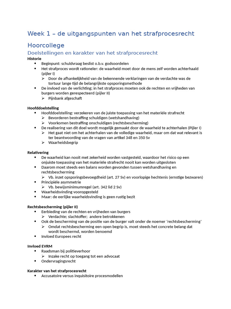 Formeel Strafrecht - Stof Week 1 | PDF