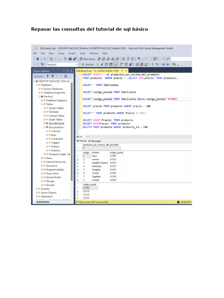 Repasar Las Consultas Del Tutorial de SQL Básico | PDF | Computadoras