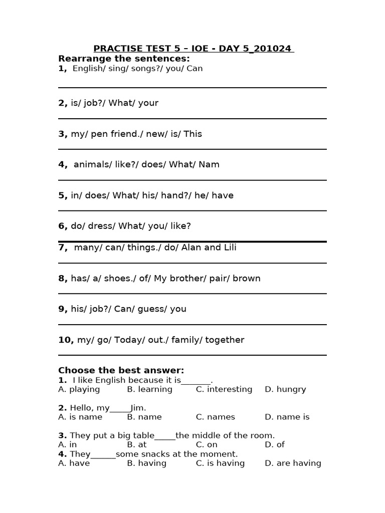 Practise Test 5 - Ioe | PDF | Language Arts & Discipline
