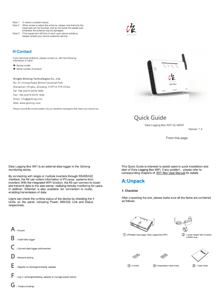 Manual - Ginlong WIFI Box-Ver1.2 | PDF