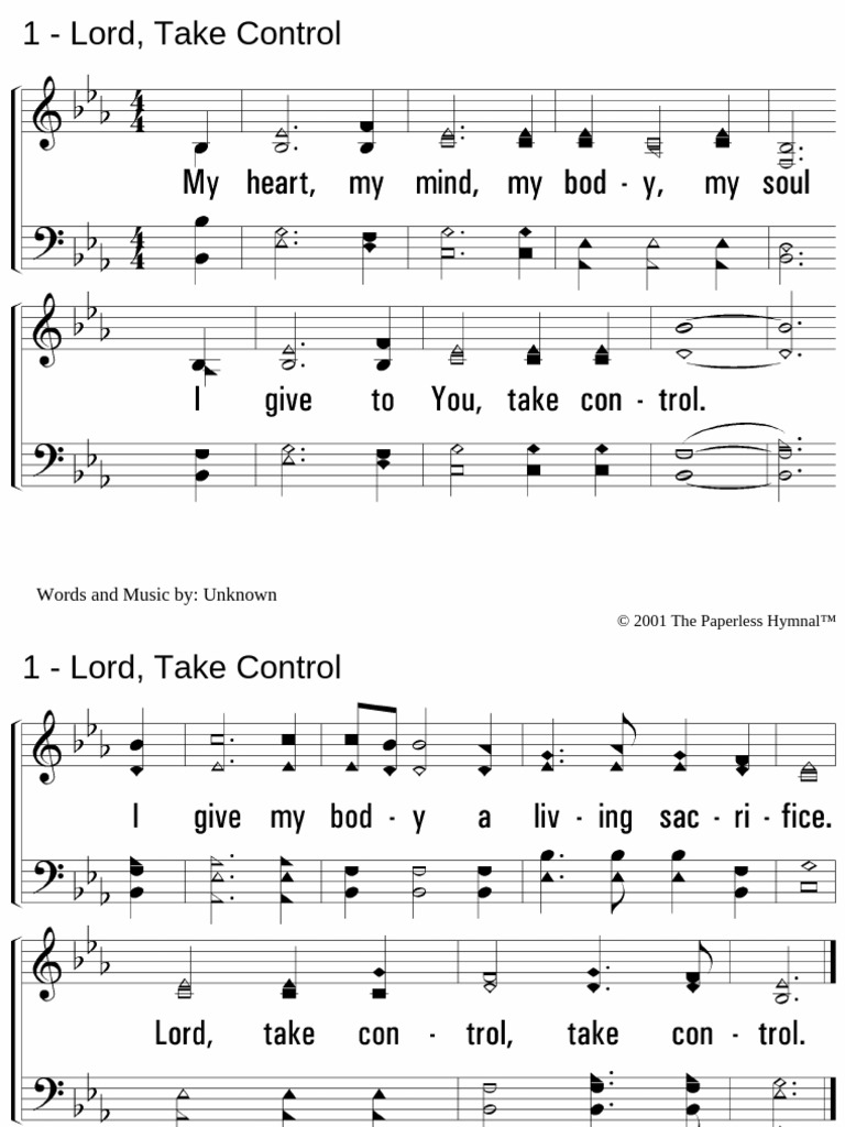 Lord, Take Control Hymn Lyrics | PDF