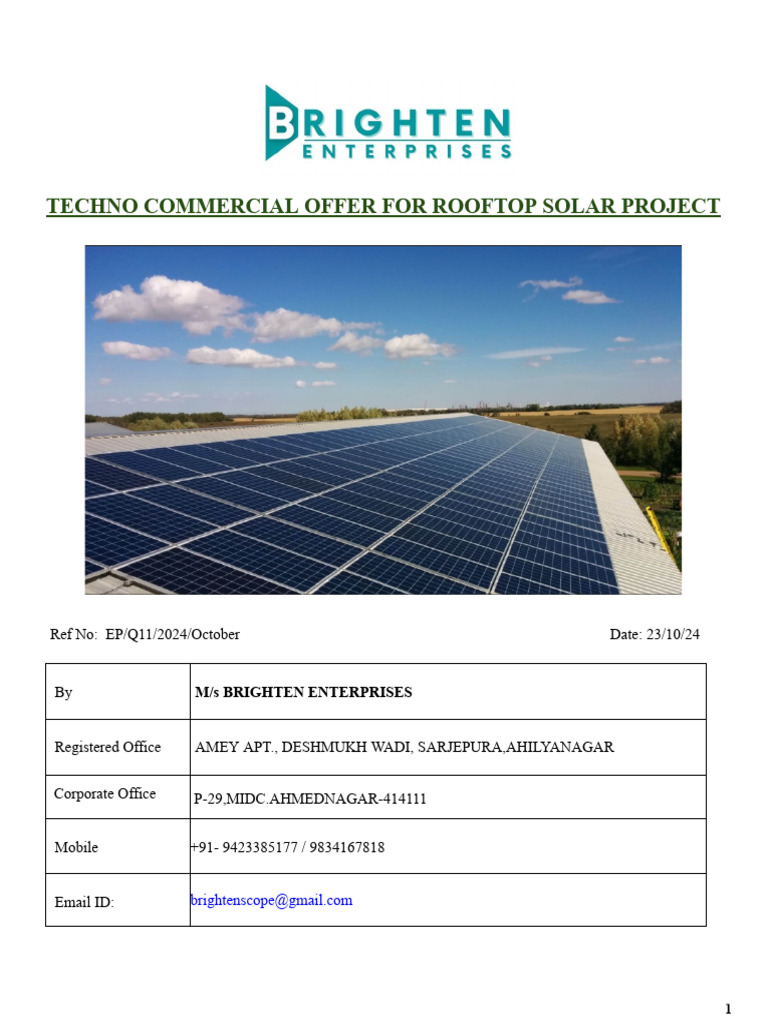 Solar Rooftop System - Quotation For 3.7kW | PDF | Solar Panel ...