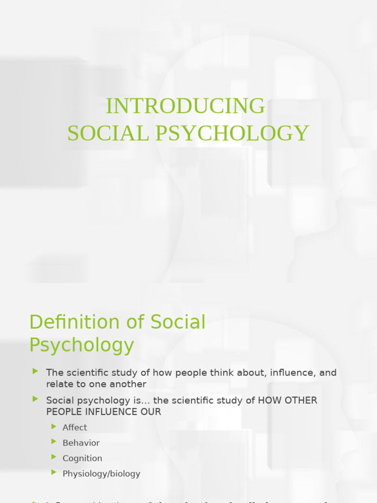 Introduction to Social Psychology - Week 2 | PDF | Social Psychology ...