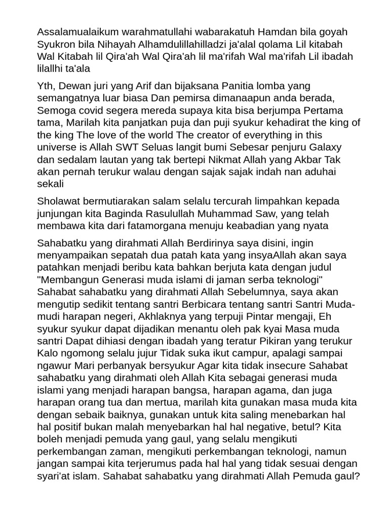 Assalamualaikum Warahmatullahi Wabarakatuh Hamdan Bila Goyah Syukron Bila Nihayah ...