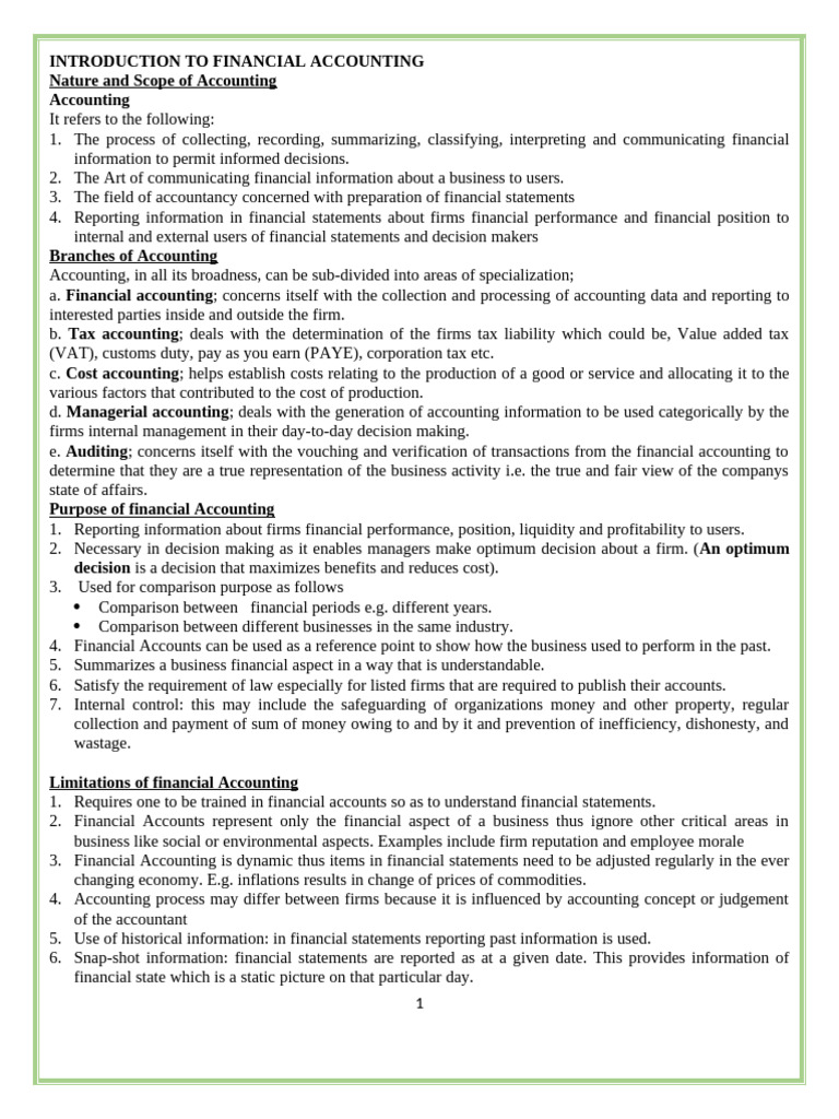 Topic 1 Introduction To Accounting | PDF | Expense | Balance Sheet