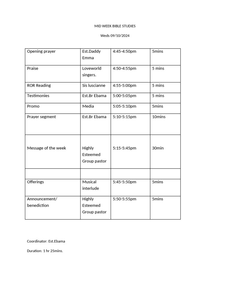 Midweek Bible Studies 09 Oct.2024 | PDF Midweek Bible Studies 09 Oct.2024 | PDF