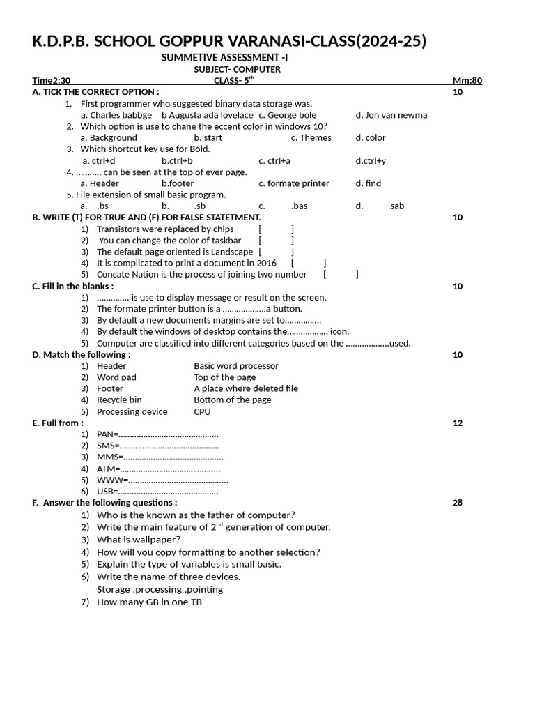 Class 5 Computer Pdf Software Computing Platforms 