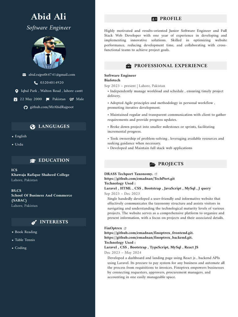 Abid-Ali-Resume | PDF | Bootstrap (Front End Framework) | Angular Js