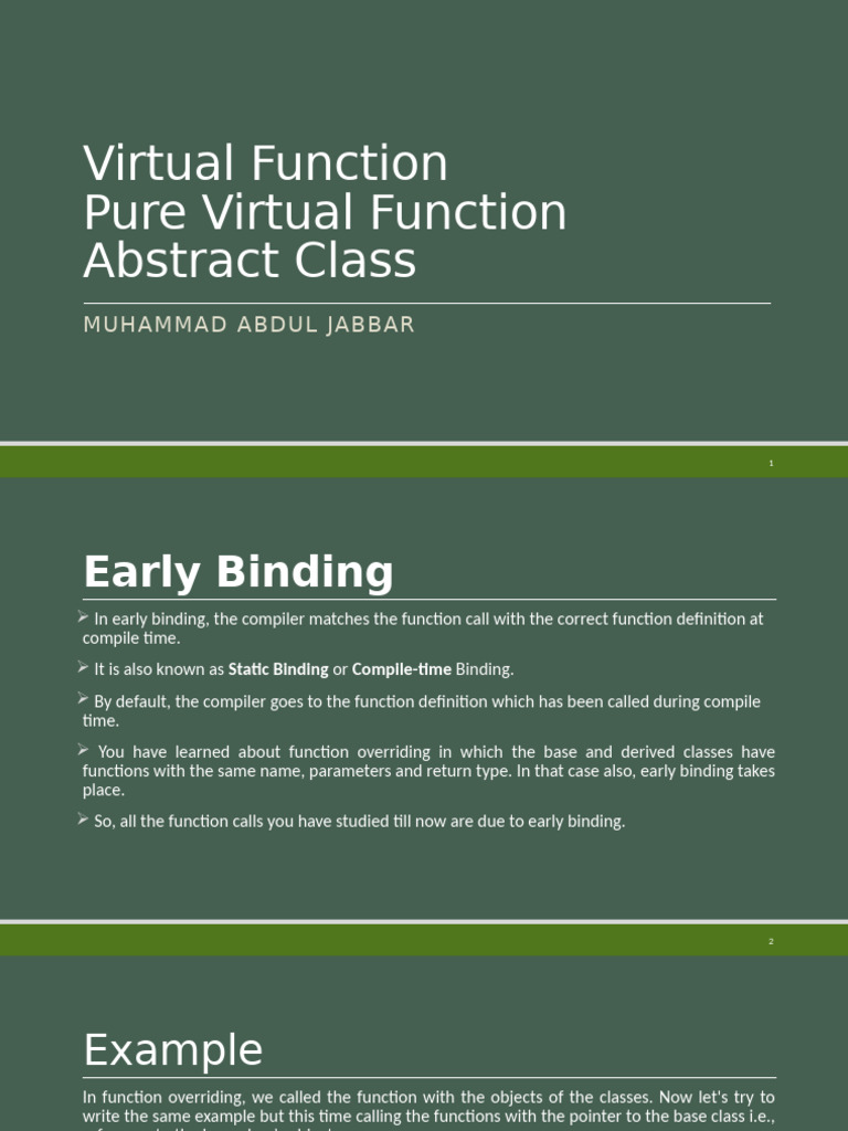 Virtual, Pure Virtual Functions and Abstract Class | PDF | Class (Computer Programming ...